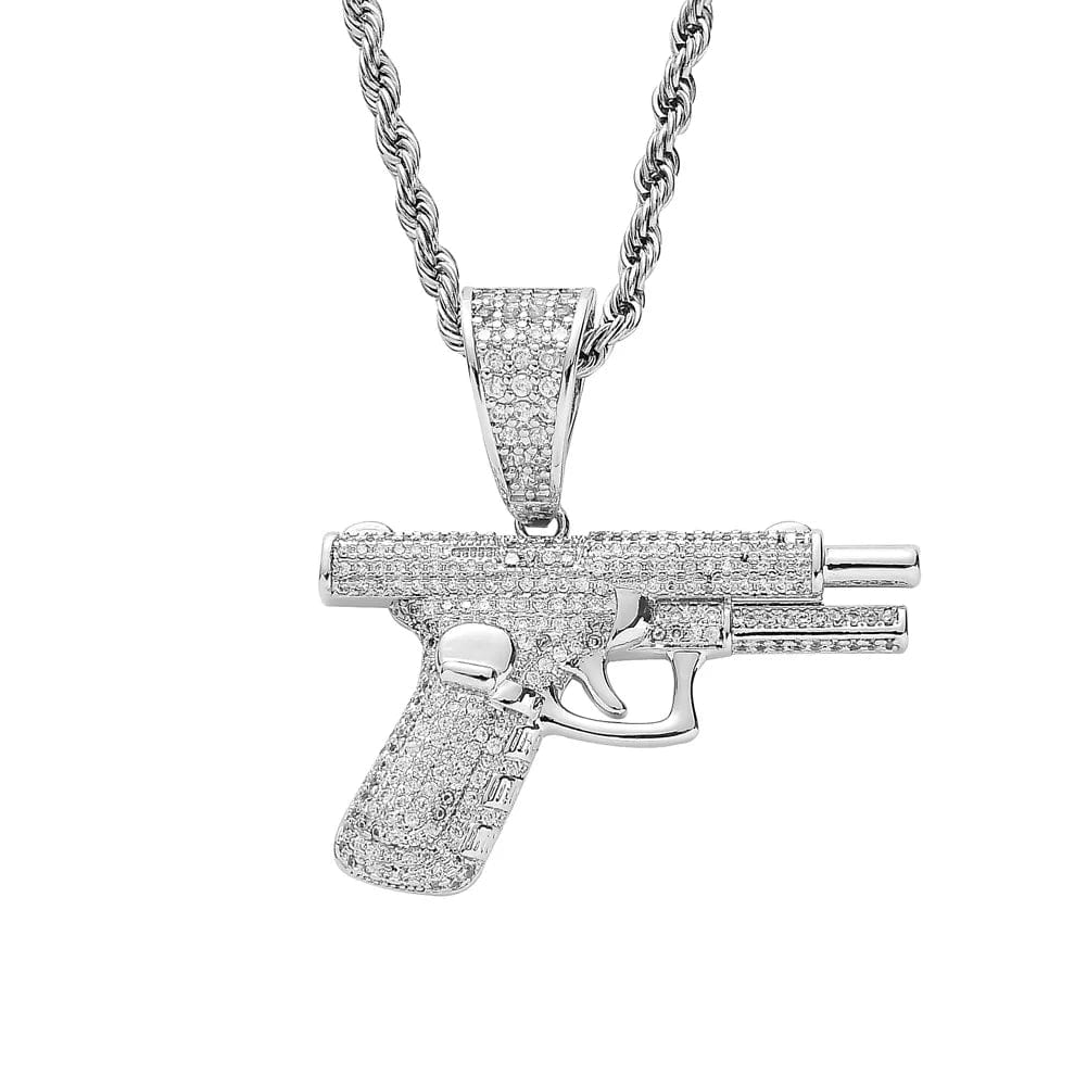 Diamond Gun Pendant (White Gold) | Iced Up London