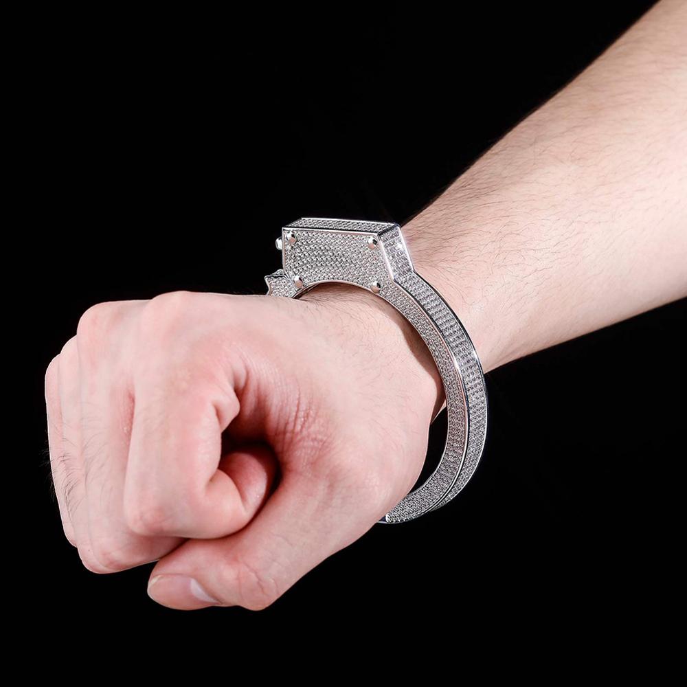 Iced Out Bracelet Handcuff (White Gold) – Iced Up London