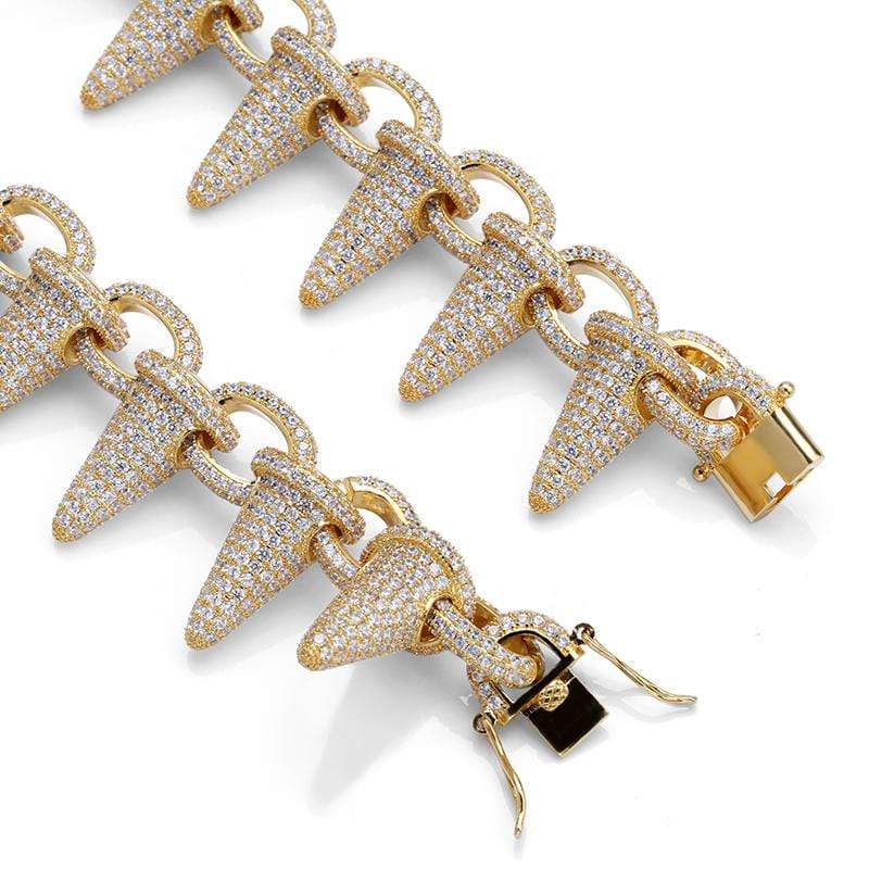 Iced Out Spike Bracelet 18k Gold Iced Up London