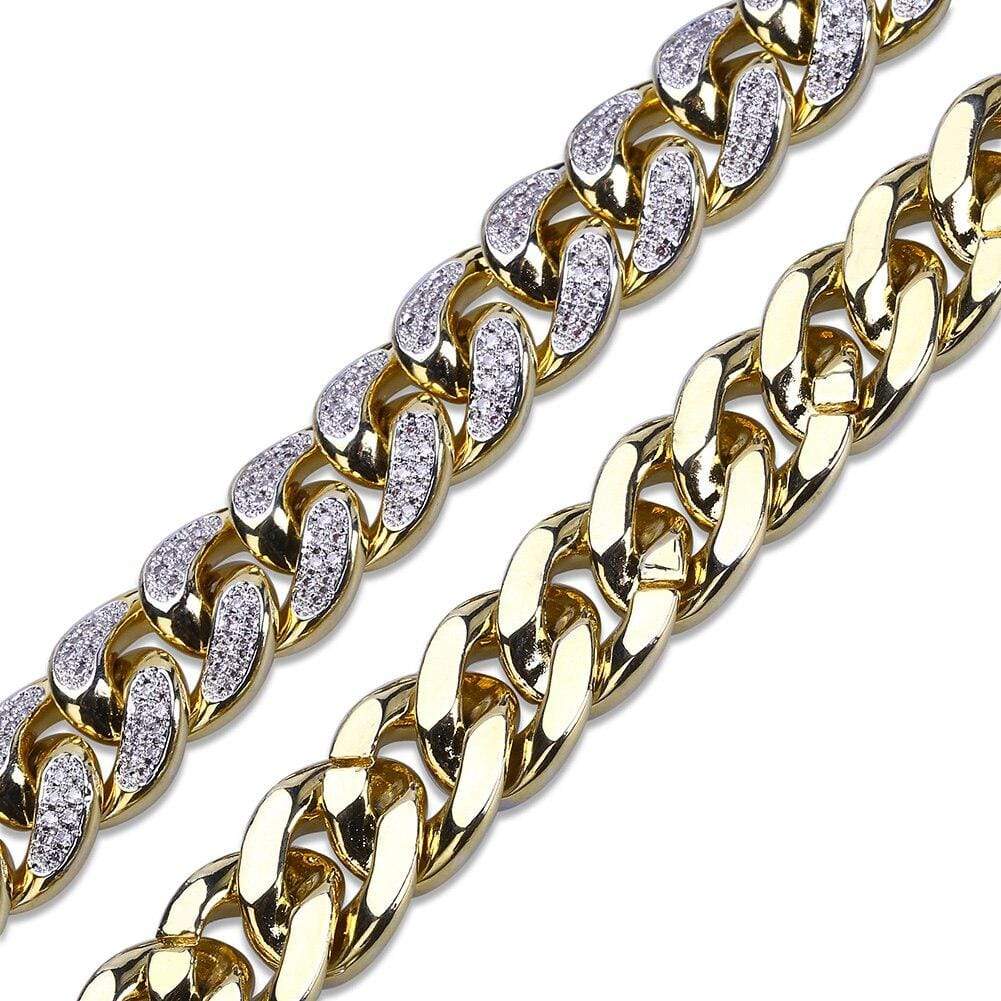 Iced Out Cuban Link Chain (18K Gold) | Iced Up London