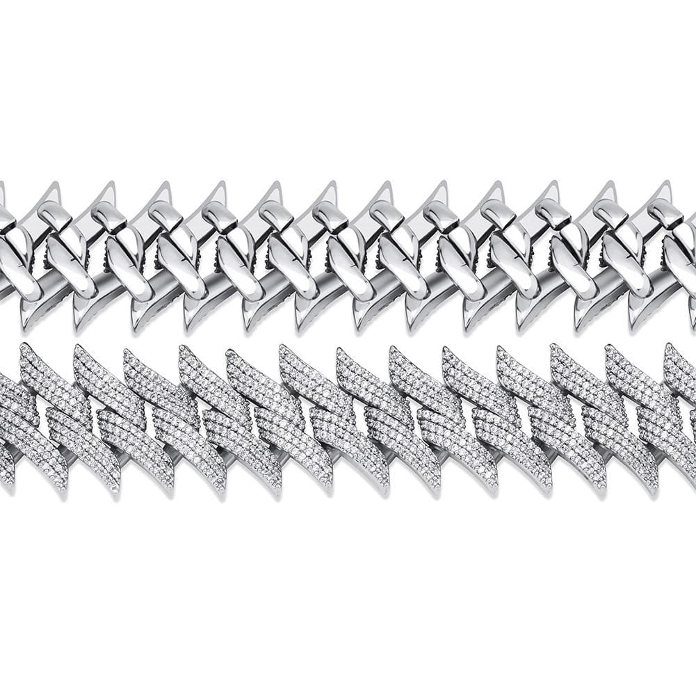 Iced Out Spiked Cuban Chain (White Gold) | Iced Up London