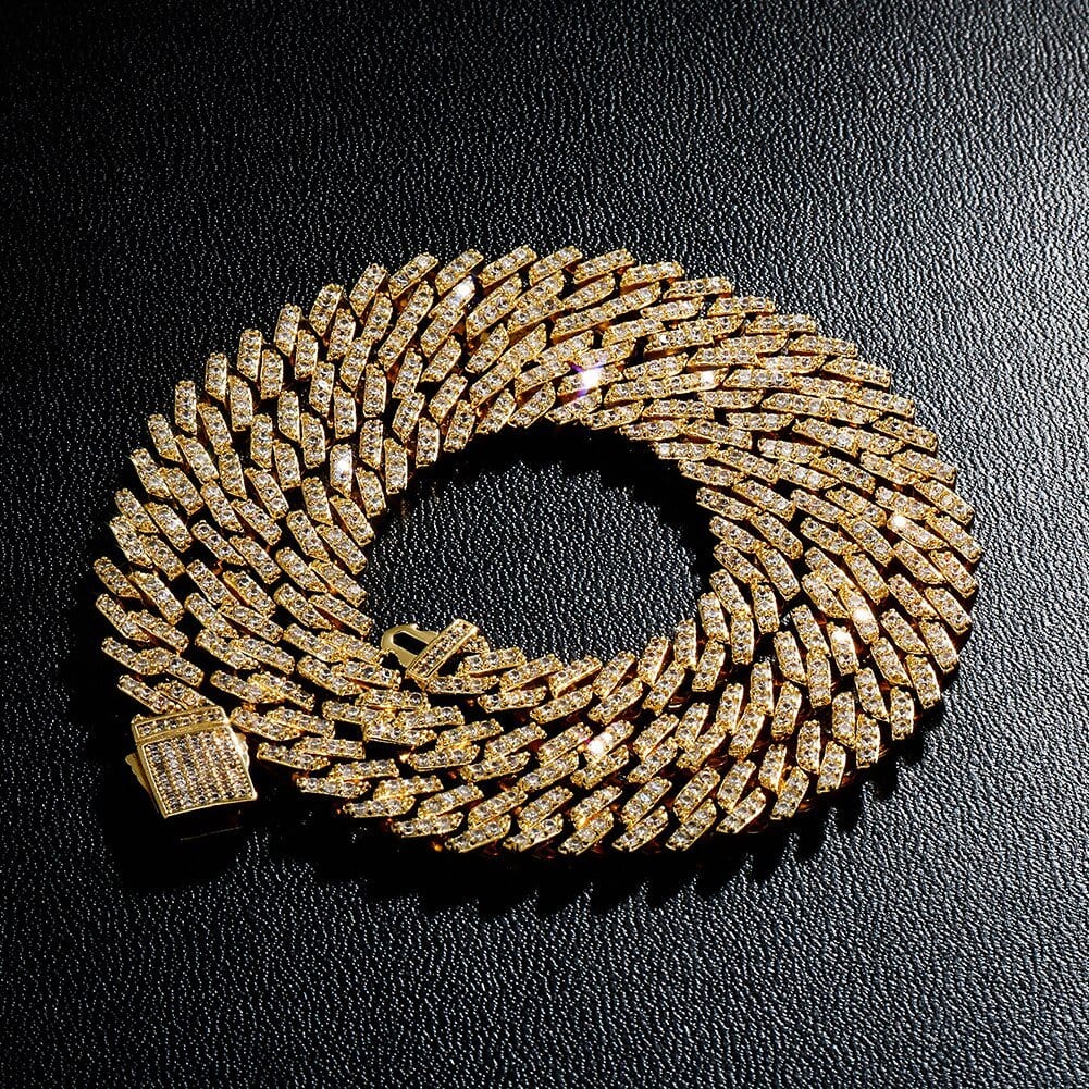 Iced Out 8mm Prong Cuban Chain Gold | Iced Up London