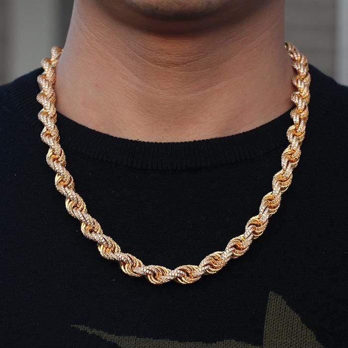 Iced Out Rope Chain (18K Gold) | Iced Up London