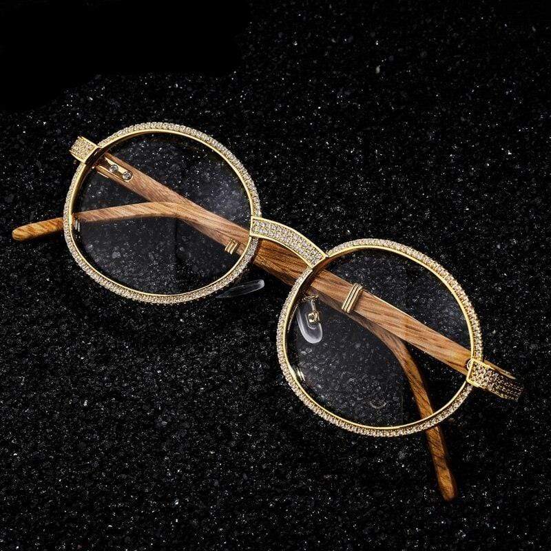 Iced Out Diamond Frames Glasses (14K Gold) | Iced Up London