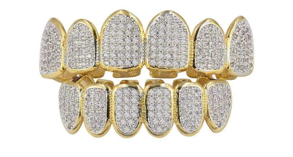 Iced Out Frozen Teeth Grillz (14K Gold) | Iced Up London