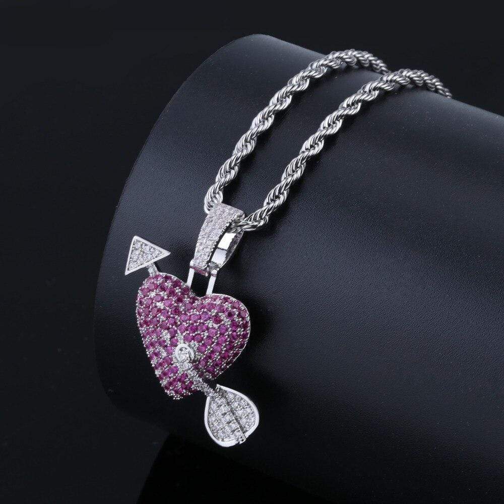 Iced Out Arrow Through Heart Pendant | Iced up London – Iced Up London