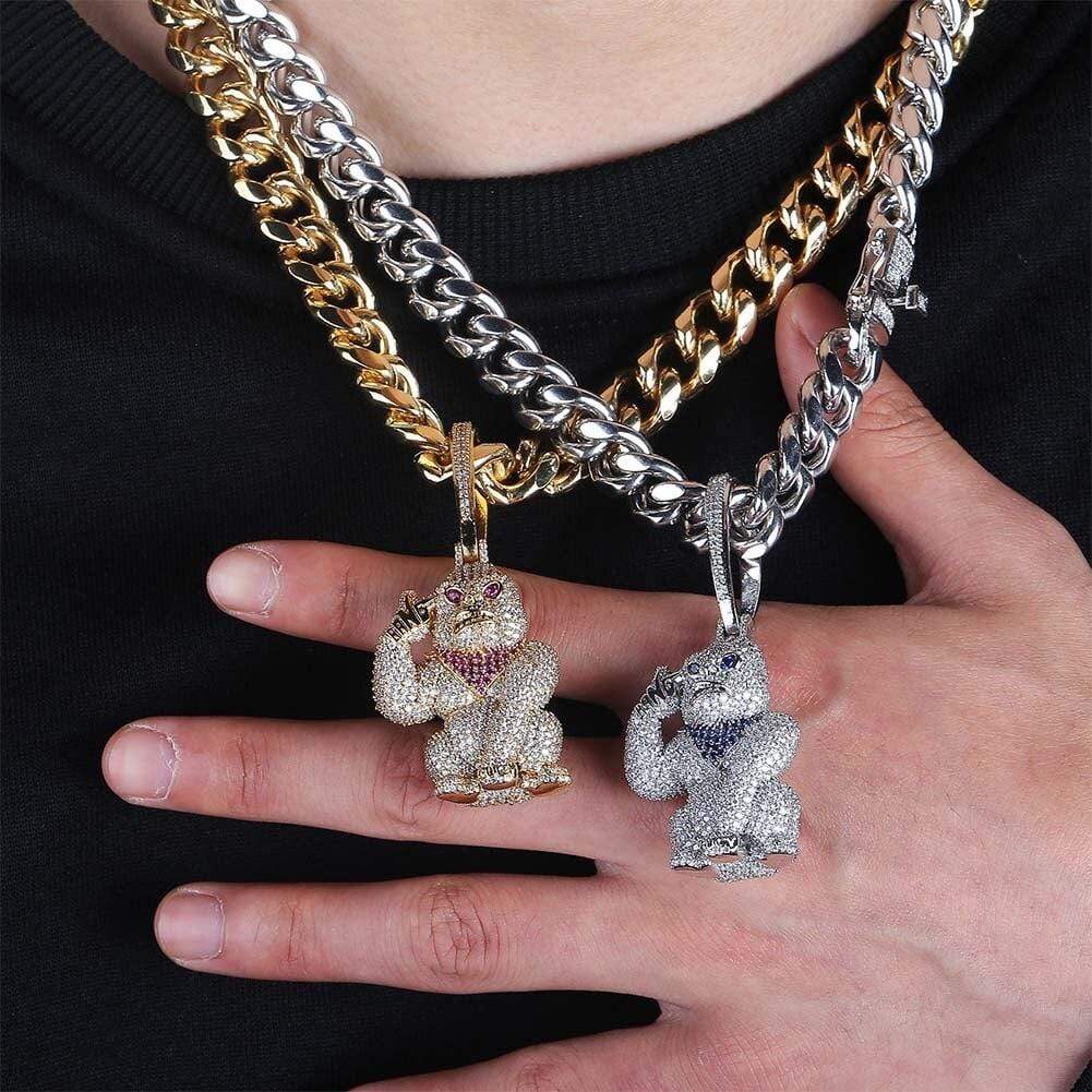 Iced Out Bang Gorilla Pendant (18K Gold) | Iced Up London