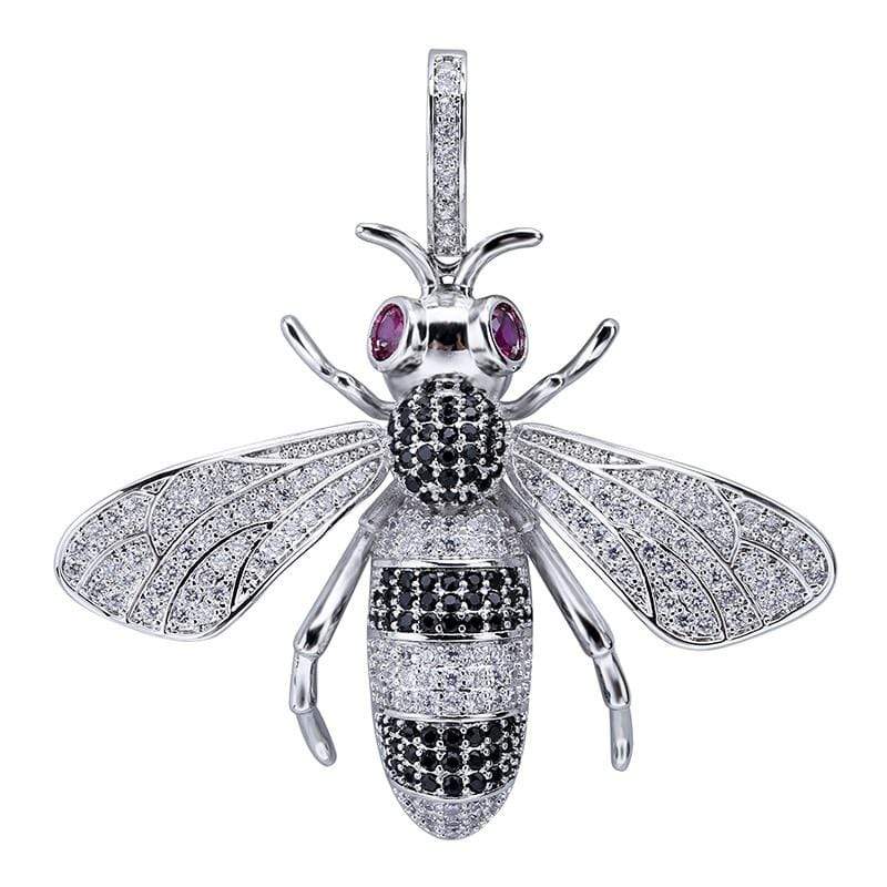 Iced Out Bee Pendant (White Gold) | Iced Up London