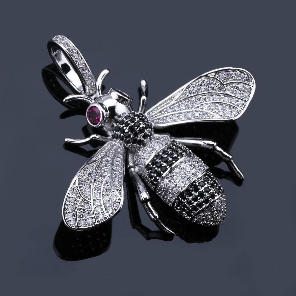 Iced Out Bee Pendant (White Gold) | Iced Up London