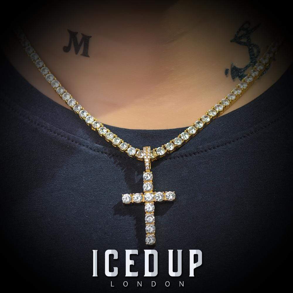 Iced Out Cross Pendant (18K Gold) | Iced Up London