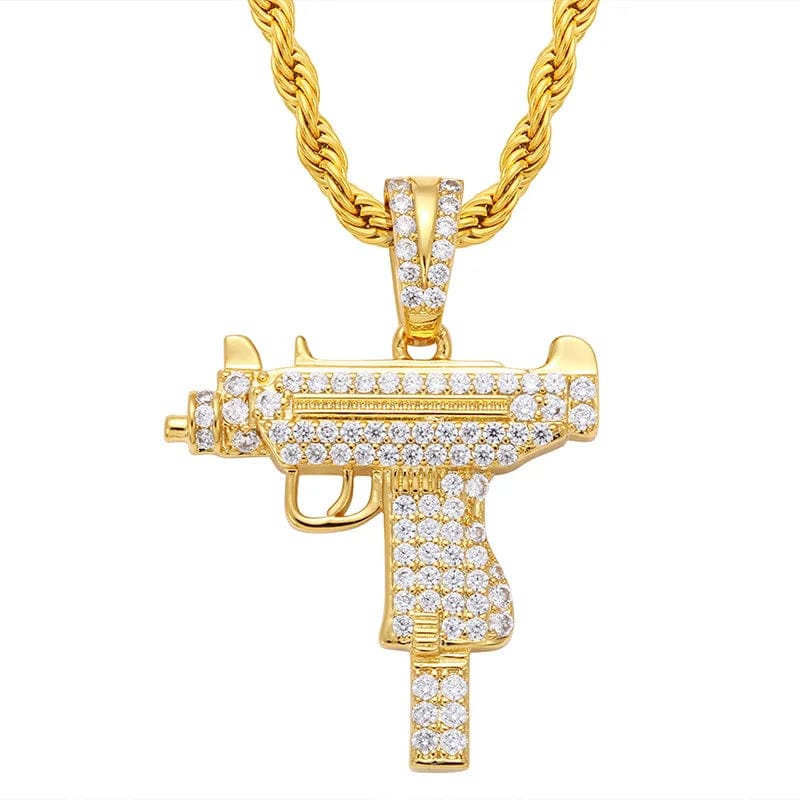Iced Out Pendant CZ Gun (14k Gold) – Iced Up London