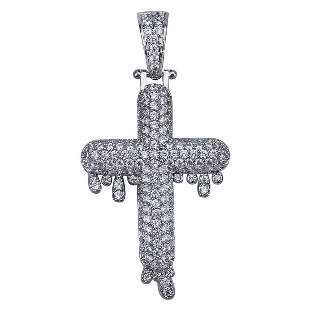 Iced Out Dripping Cross Pendant | Iced Up London