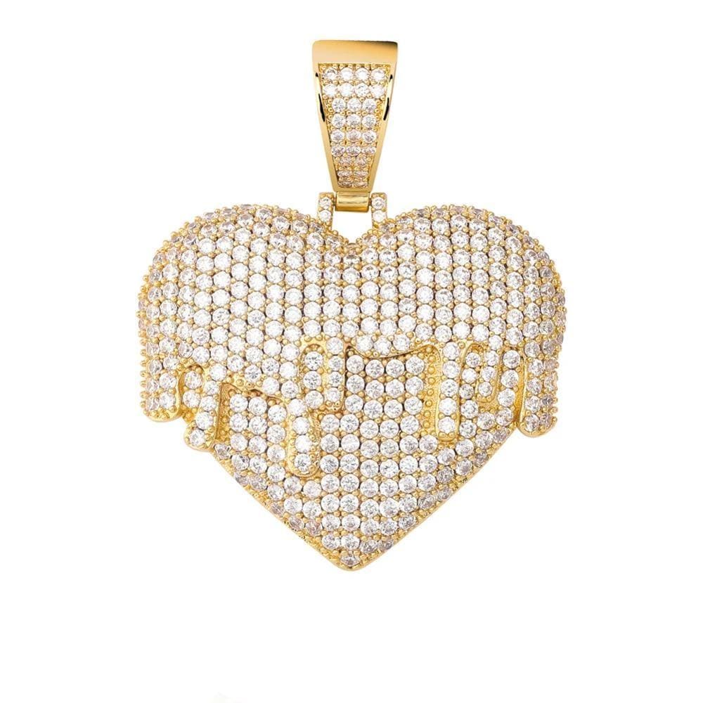 Iced Out Dripping Heart Pendant (18K Gold) | Iced Up London