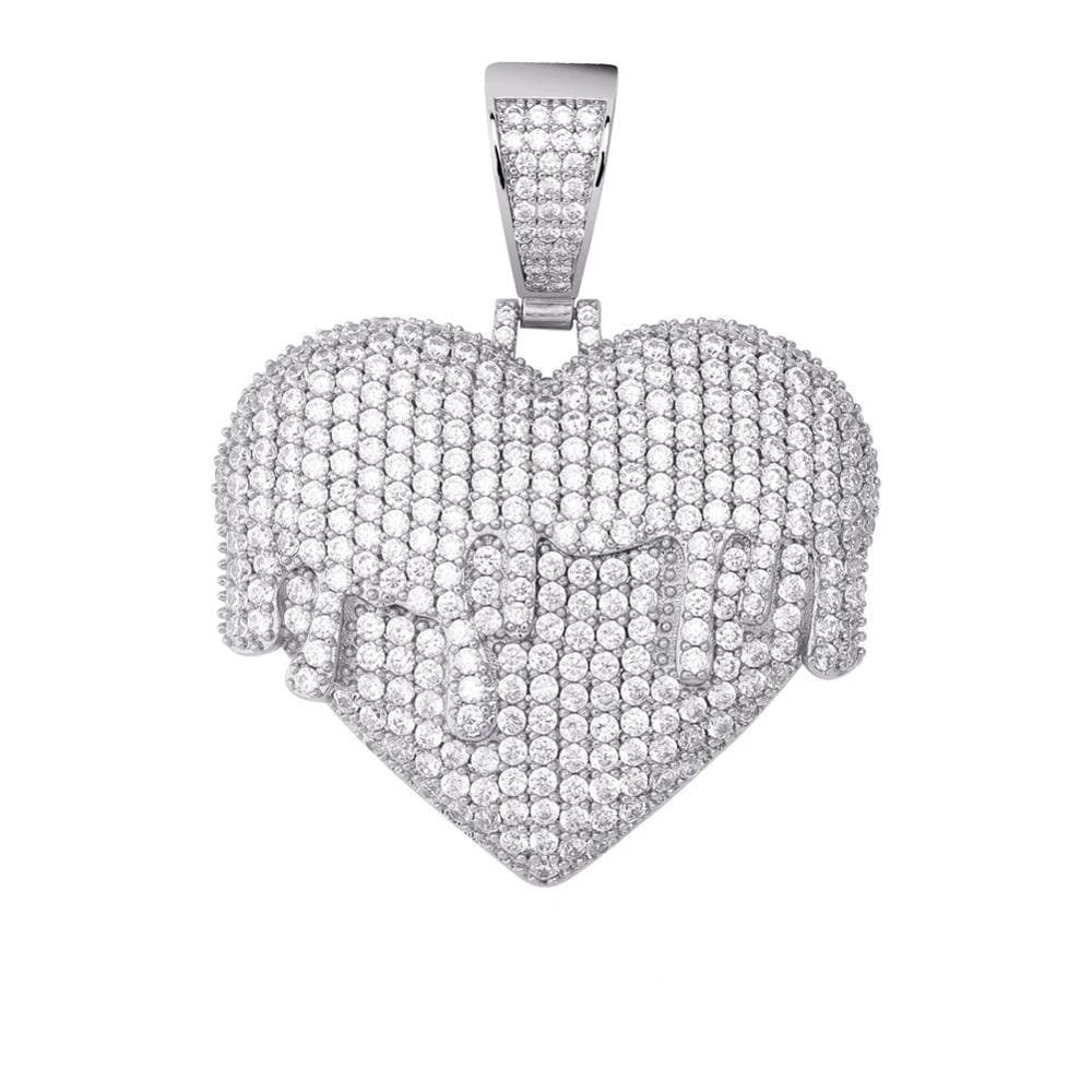 Iced Out Dripping Heart Pendant | Iced Up London