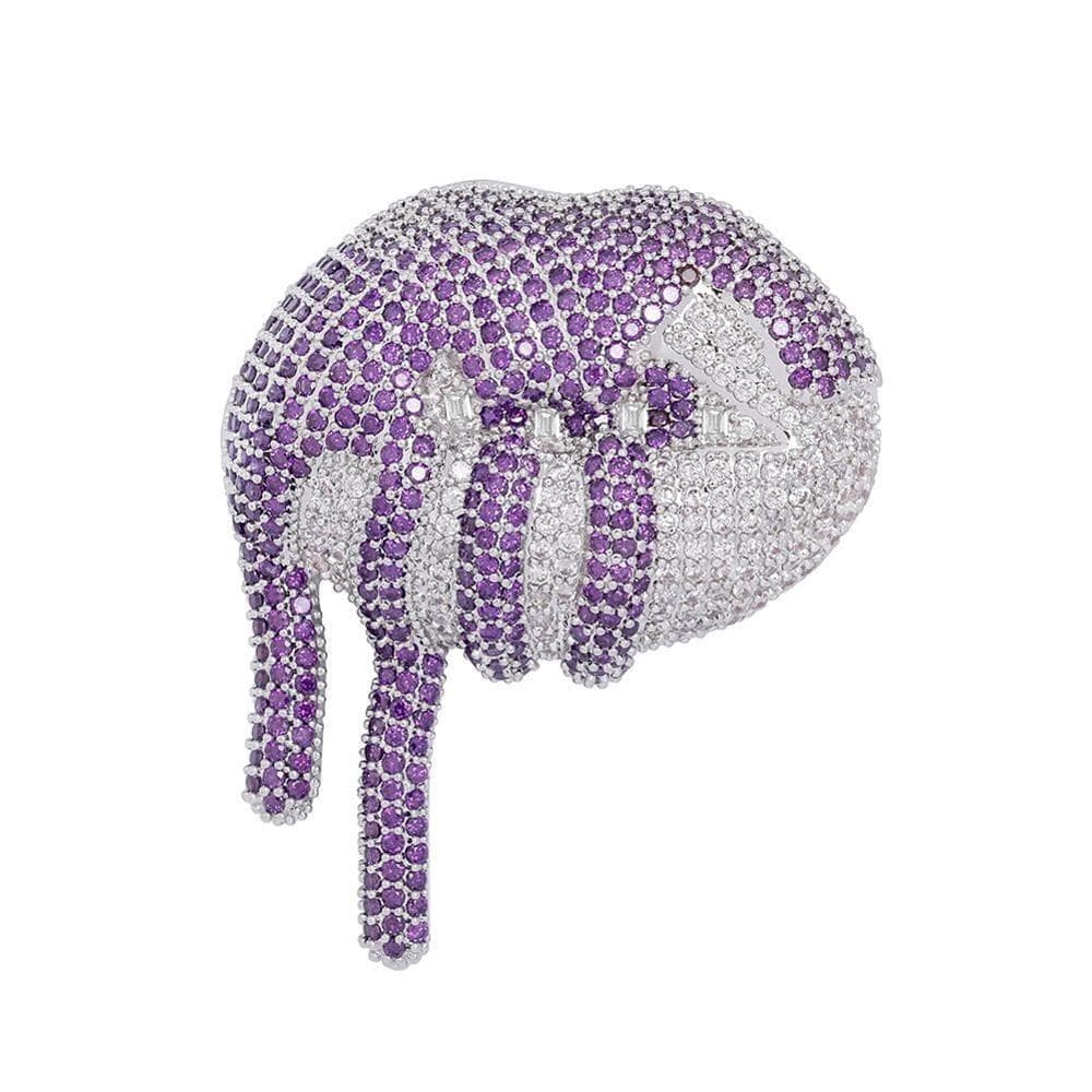 Iced Out Dripping Lip Pendant in White Gold | Iced Up London