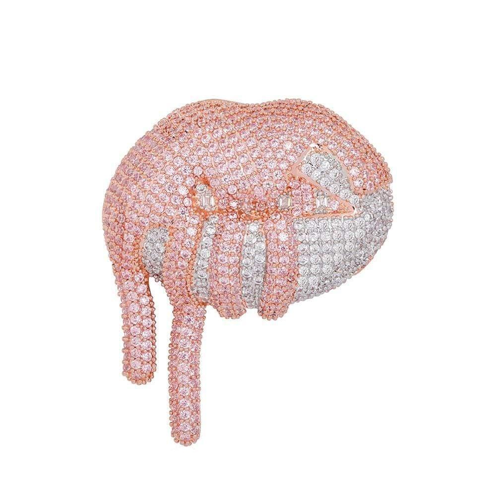 Iced Out Dripping Lip Pendant in Rose Gold | Iced Up London