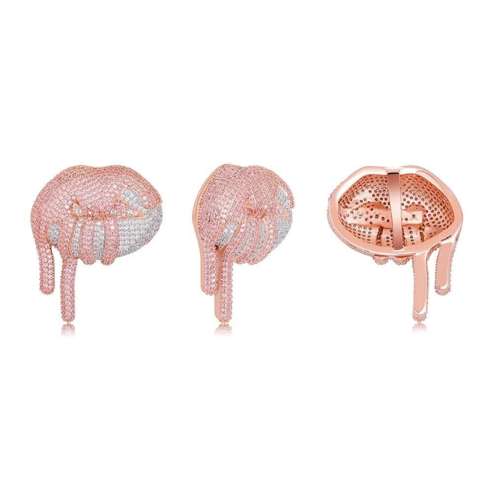 Iced Out Dripping Lip Pendant in Rose Gold | Iced Up London