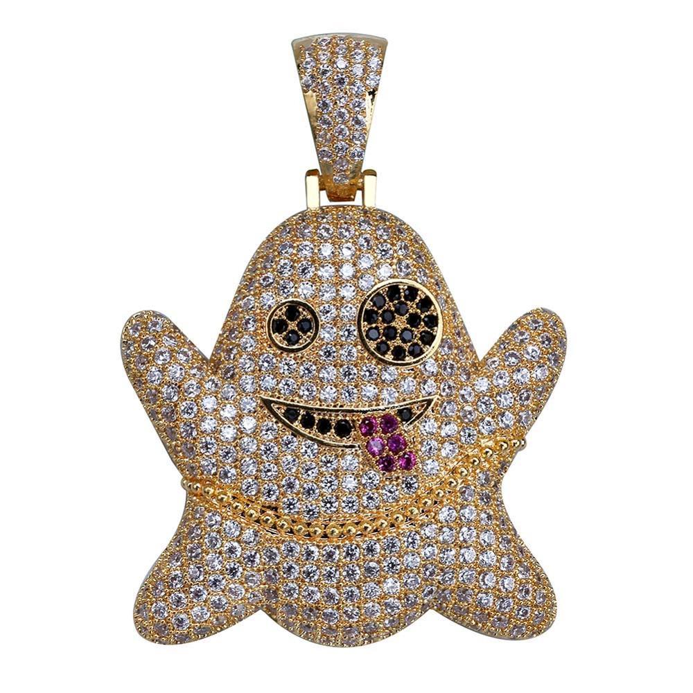 Iced Out Ghost Pendant in 14K Gold | Iced Up London