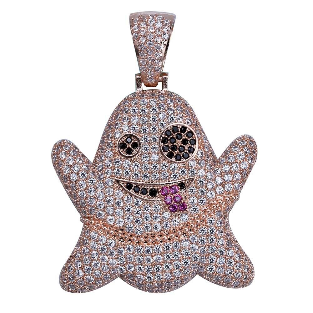 Iced Out Ghost Pendant in Rose Gold | Iced Up London