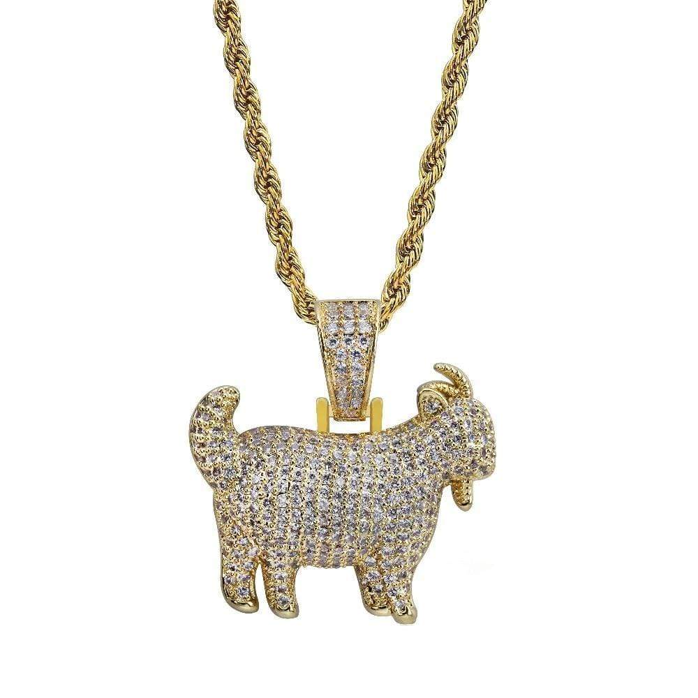 Iced Out Goat Pendant (18K Gold) | Iced Up London