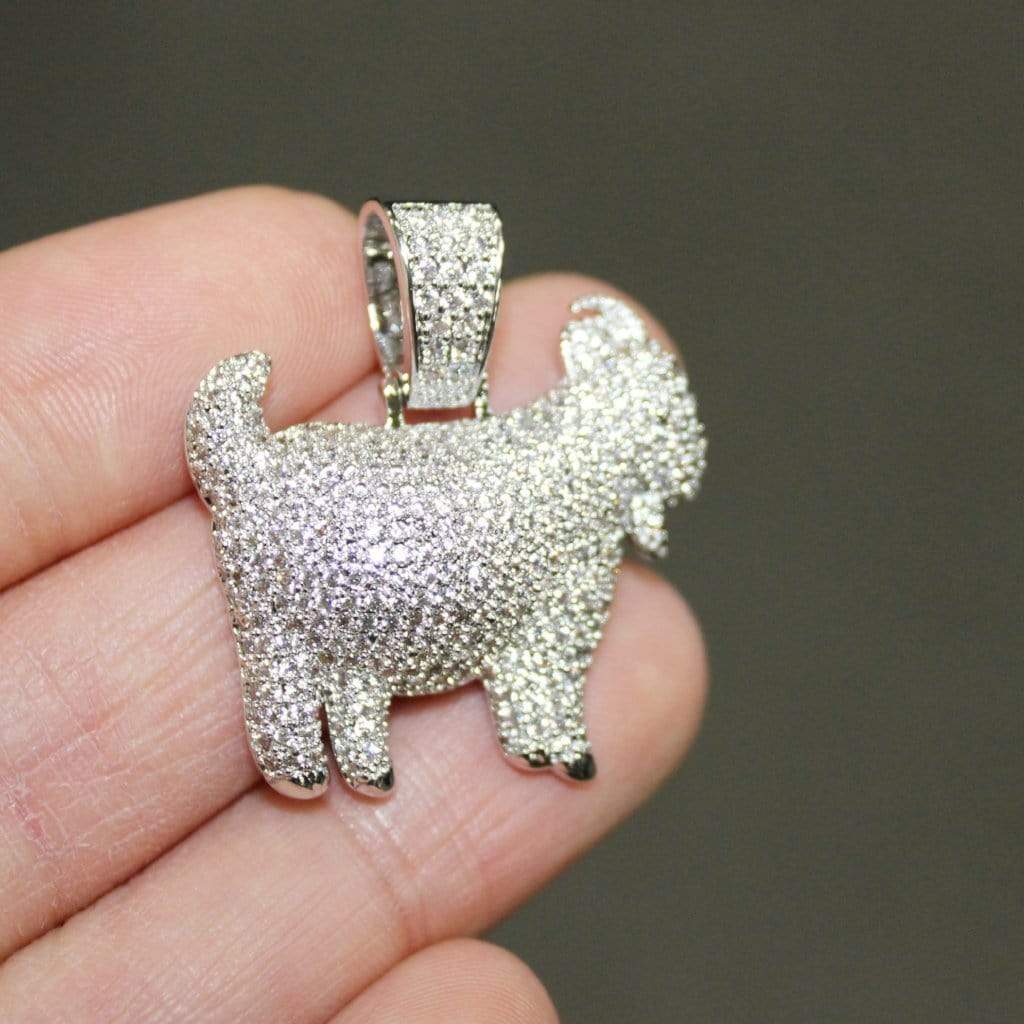 Iced Out Goat Pendant (White Gold) | Iced Up London