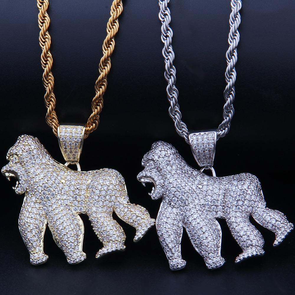 Iced Out Gorilla Pendant (18K Gold) | Iced Up London