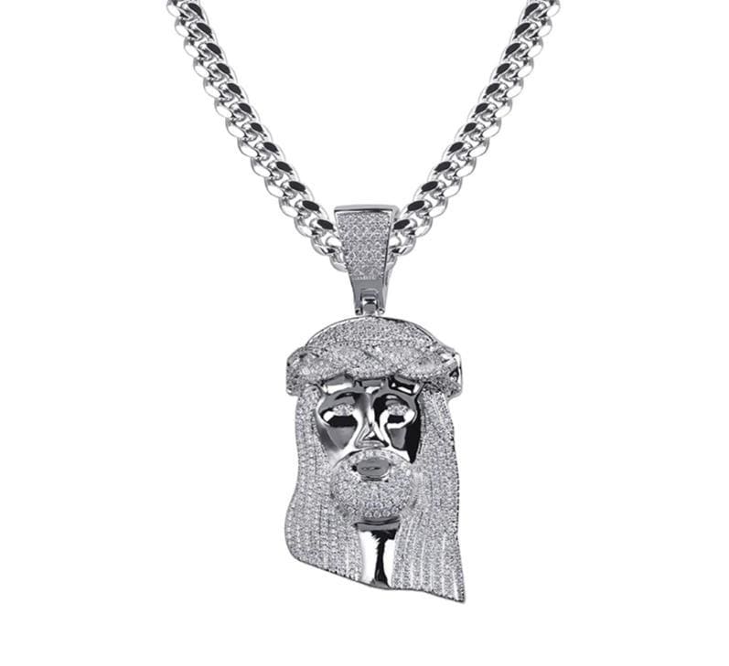 Iced Out Jesus Piece Pendant (White Gold) | Iced Up London