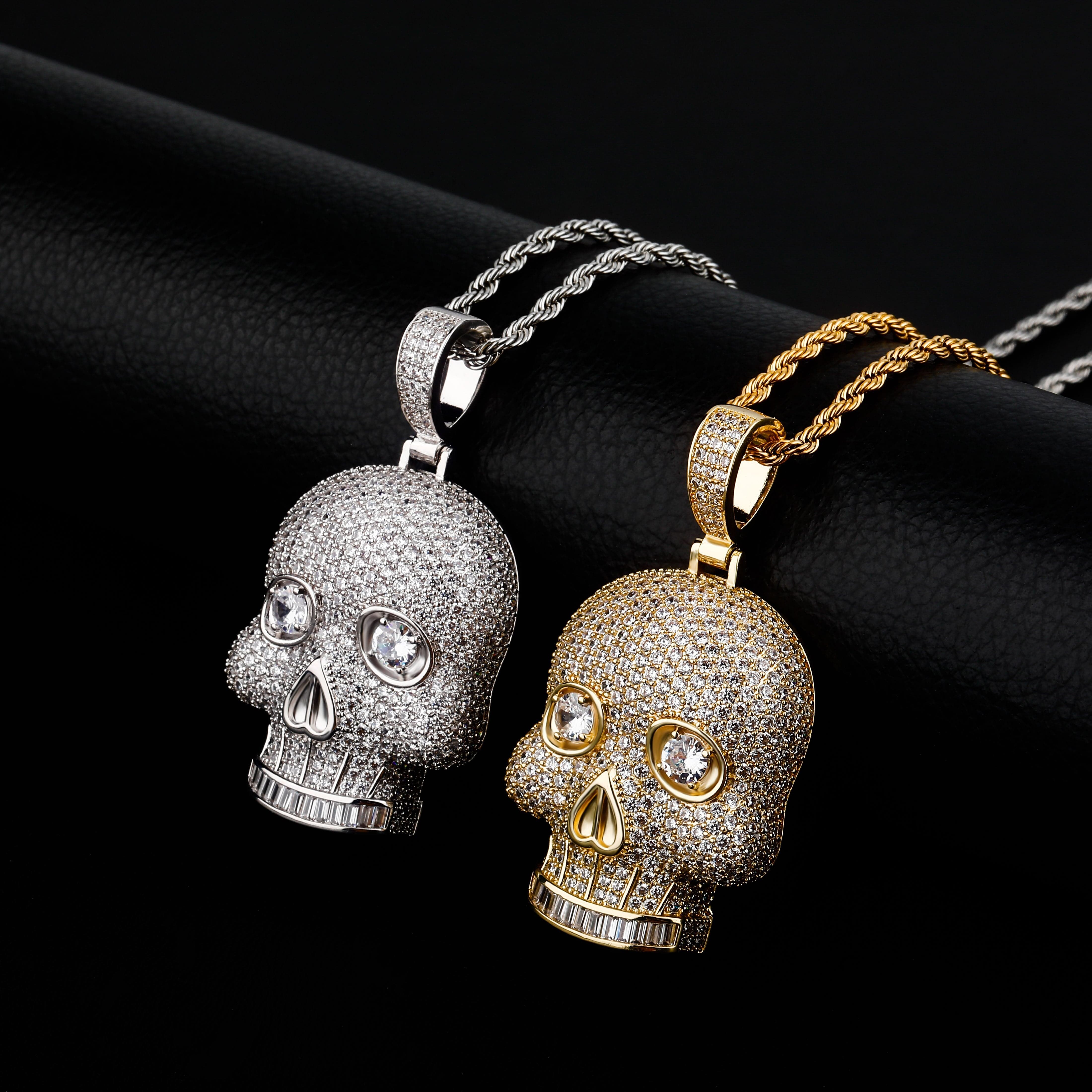 Iced Out Skull Pendant in 18K Gold | Iced Up London