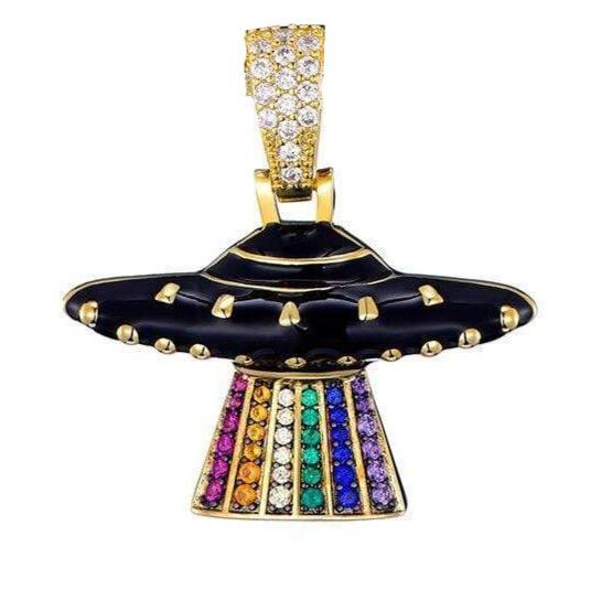 Iced Out UFO Pendant (18K Gold) | Iced Up London