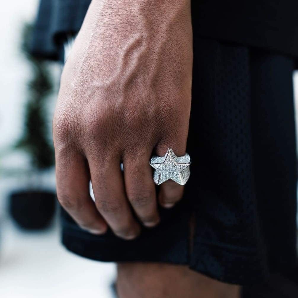 Iced Out Star Ring (White Gold) | Iced Up London