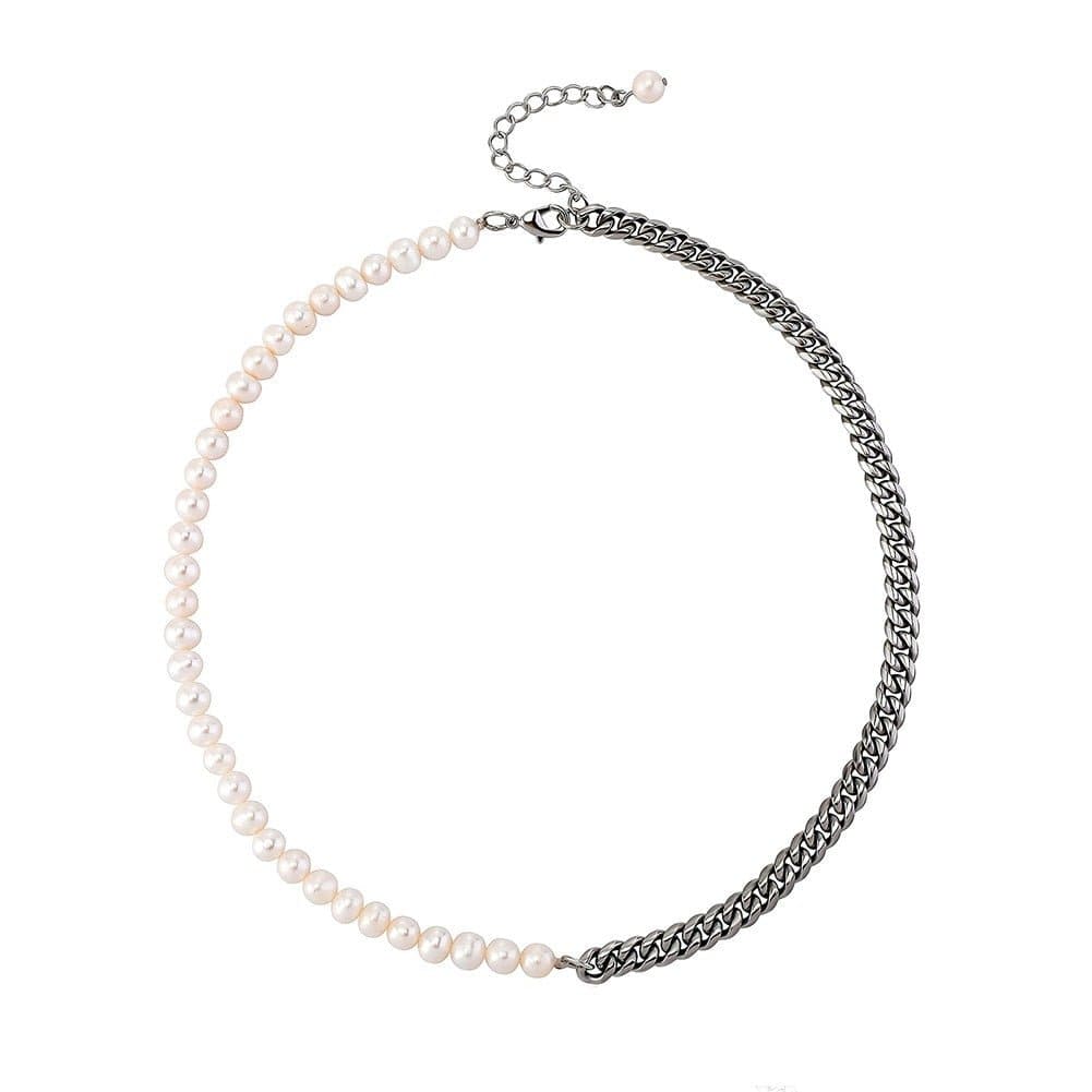 Pearl Necklace with Cuban Link | Iced Up London
